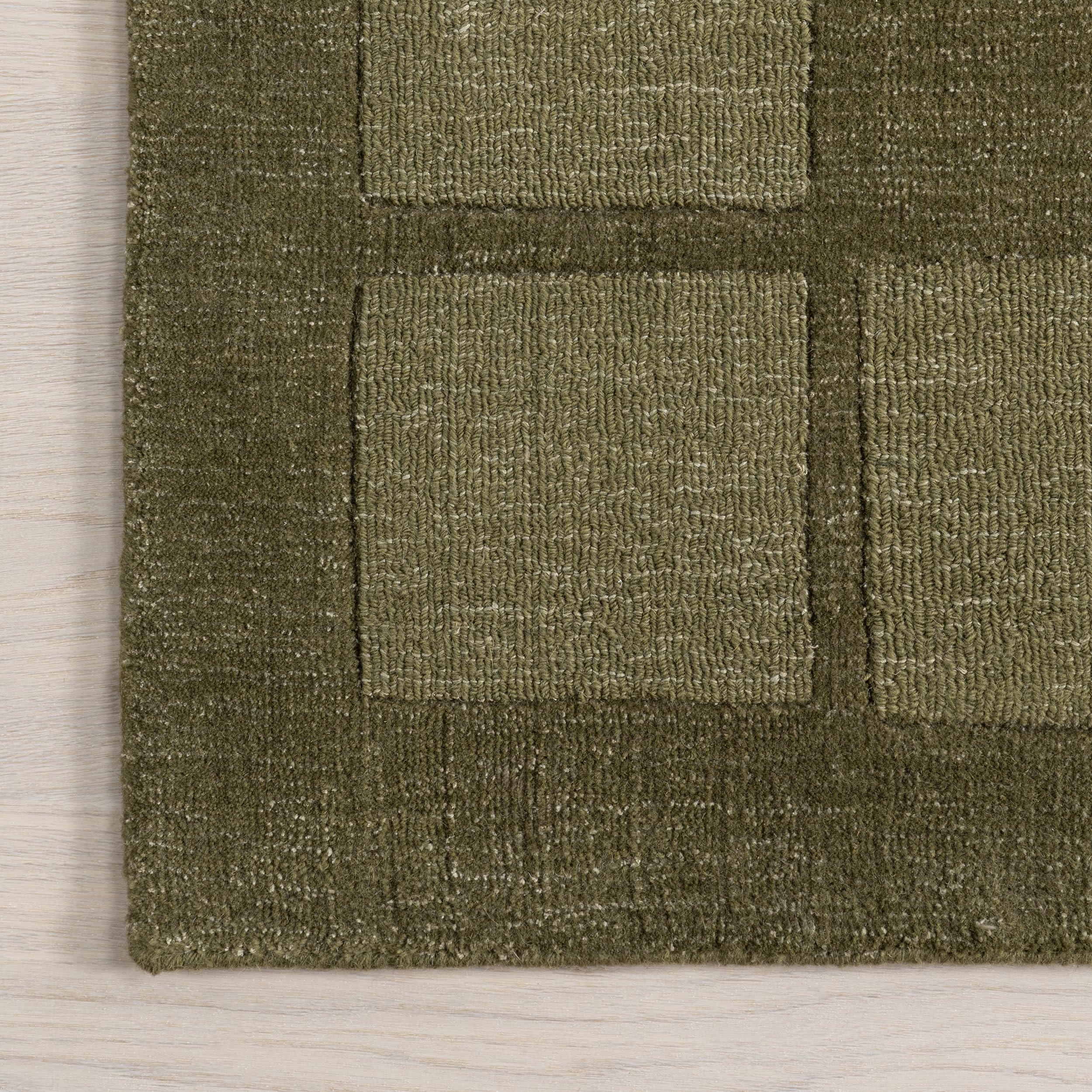 Rugs USA x Arvin Olano Petra High-Low Wool-Blend Area Rug, 6x9, Verdant Green