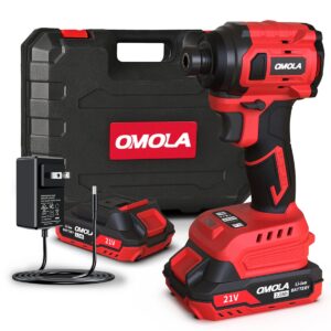 impact driver，2500 in-lbs，1/4" hex chuck，high torque 3200 rpm,impact drill with a 15c 21v 2.0ah li-ion battery,fast charger，brushless motor，suitable for domestic and construction site work