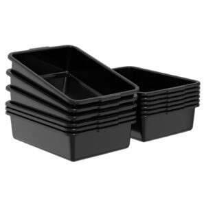 lasbily 13 l commercial bus box / utility box, plastic tote box tub, 12-pack, black