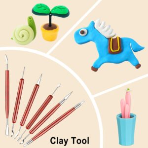 JRKOO Clay Tools Kit,28 PCS Pottery Tools,Polymer Clay Tools,Air Dry Clay Tools Set for Kids, Adults,Pottery Craft,Drawing,Dotting,Carving,Molding,Baking,Modeling,Shaping