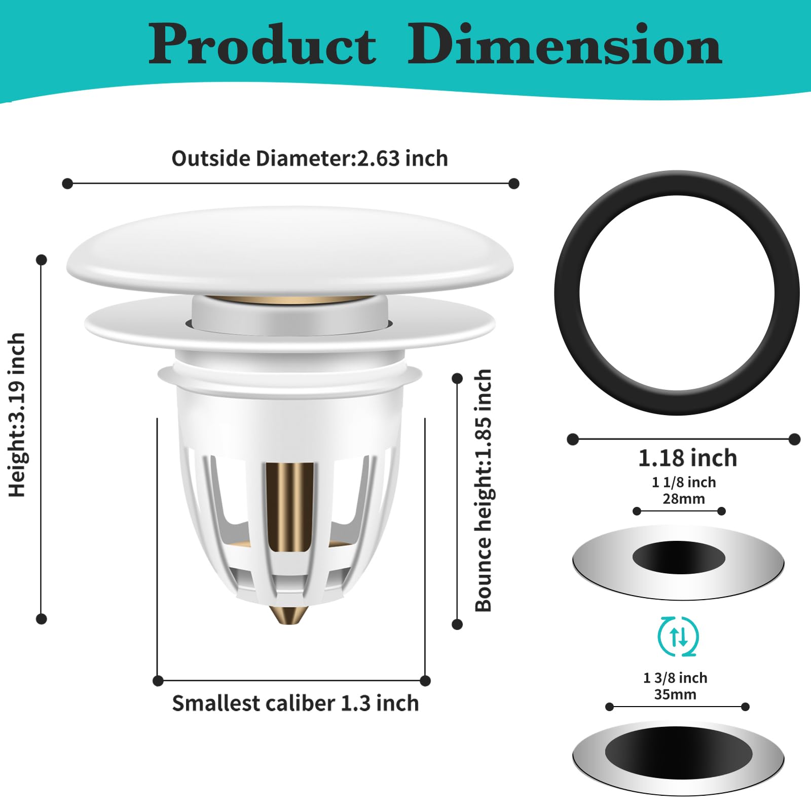 Sink Drain Strainer, ZMyHeart Drain Hair Catcher, Bathroom Universal Basin Sink Drain Stopper, Anti-Clogging, Bathtub Sink Stopper for 1.04~1.97 inch Drain Hole (Satellite Type)