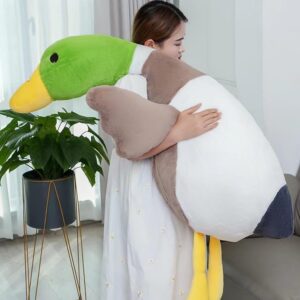 pasrdqoyp mallard duck plush,mallard duck stuffed animals, soft furry duck stuffed animal pillow,huge duck plush hugging pillow gifts for every age (29.5in)