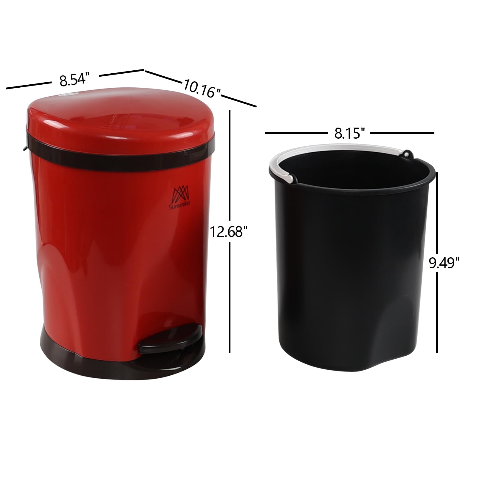 Nesmilers 2.1 Gallons Garbage Can with Step Pedal, Small Trash Can with Lid