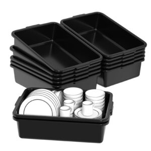 Lasbily 13 L Commercial Bus Box / Utility Box, Plastic Tote Box Tub, 12-Pack, Black