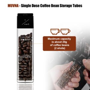 MUVNA Coffee Products, 6 Tubes Coffee Bean Cellar, Single Dose Coffee Bean Storage Container with Stand & Hopper