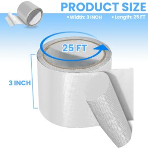 Waterproof Repair Tape for Fabric, Awning, RV Roof, Underbelly, Tarp, Tent, Sail and Boat Cover Outdoor Repair Patch, Heavy Duty, UVproof, Multipurpose White