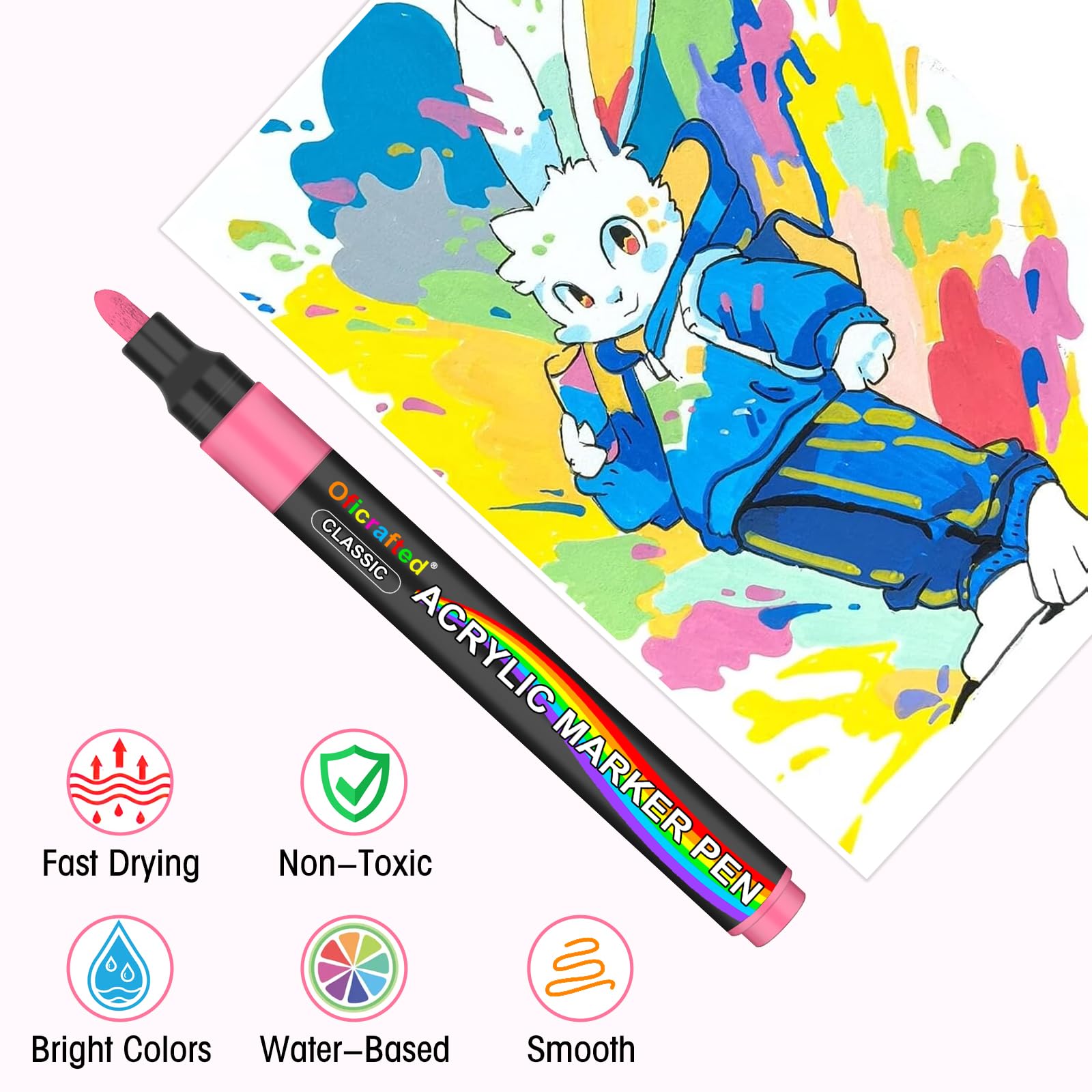 Oficrafted 80 Colors Acrylic Paint Pens, Premium Acrylic Paint Markers, Paint Pens & Paint Markers for Wood, Canvas, Rock Painting, Stone Surfaces,DIY Crafts Making