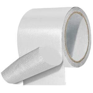 waterproof repair tape for fabric, awning, rv roof, underbelly, tarp, tent, sail and boat cover outdoor repair patch, heavy duty, uvproof, multipurpose white