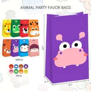 JOHOUSE 54PCS Party Favor Bags, Farm Animal Party Favors, Goodie Bags Treat Bags Paper Gift Bags with Stickers 4.7" x 3.1" x 8.7" Party Bags For Kids Birthday Party Supplies