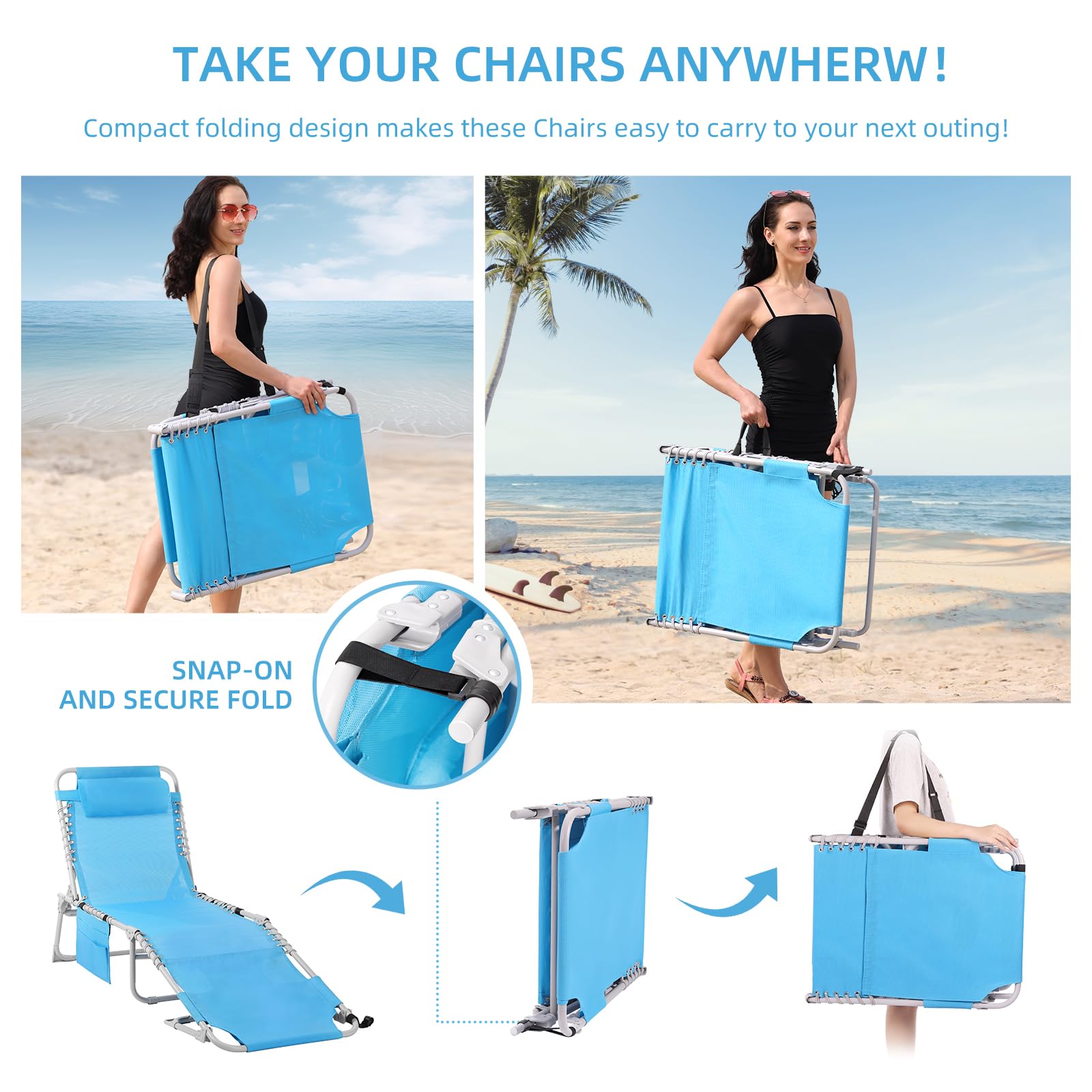 Tanning Chair for Adults with Face Hole - Versatile, Folding Chaise Lounge Chair for Outside Pool, Beach, Sunbathing and Reading on Stomach - Heavy Duty, Foldable Laying Out Chair for Tanning (Blue)