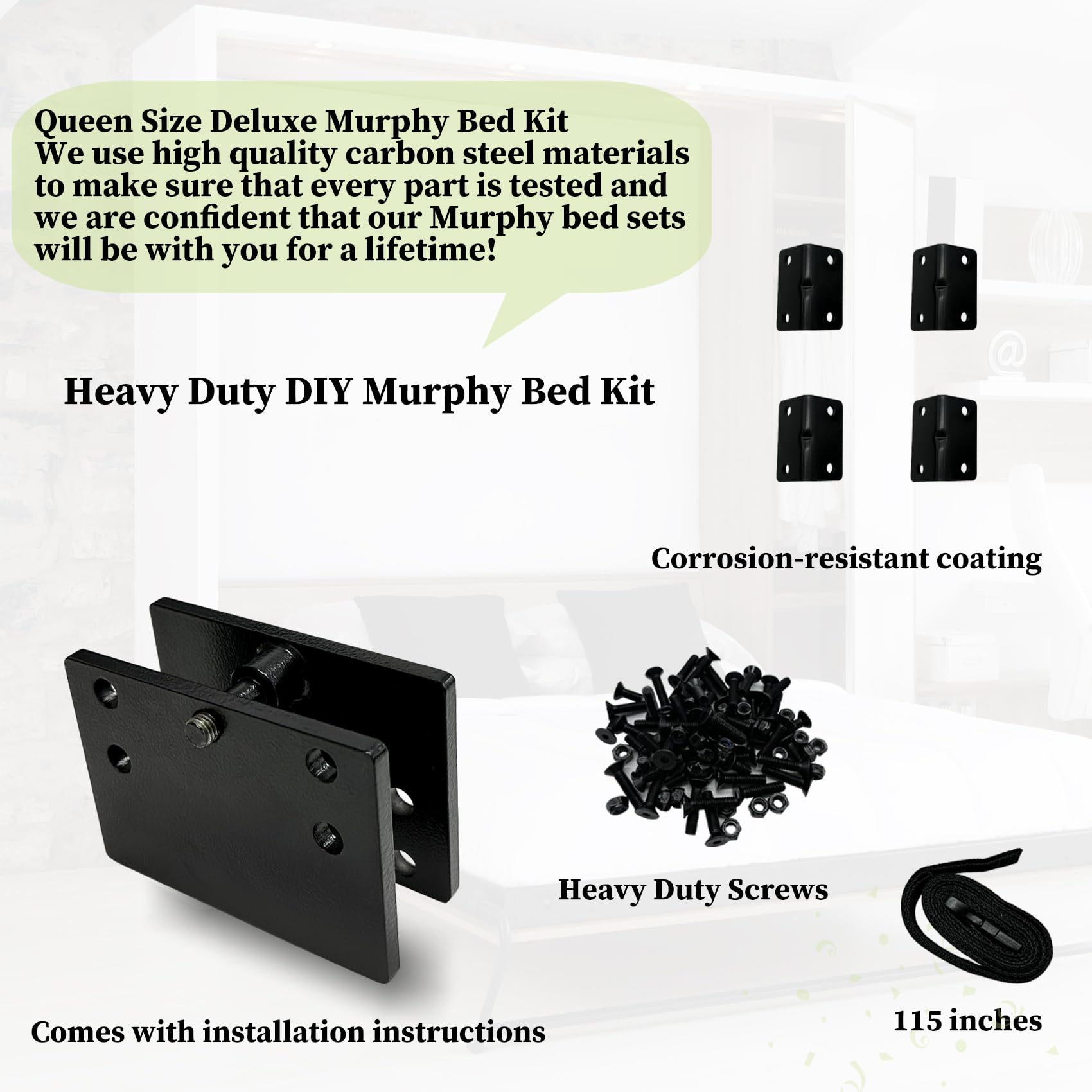 Queen Murphy Bed Kit Vertical Murphy Bed Kit Queen Murphy Bed Hardware DIY Murphy Bed Kit Queen Size Queen Size Deluxe Murphy Bed Kit Murphy Bed Hardware Kit Heavy Duty DIY Murphy Bed Kit