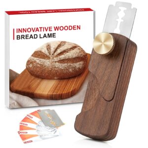 motaipeak bread lame sourdough scoring tool with magnet,hand crafted dough scoring knife tool for homemade bread baking,lame bread tool with 5 razor blades,user manual-gift box