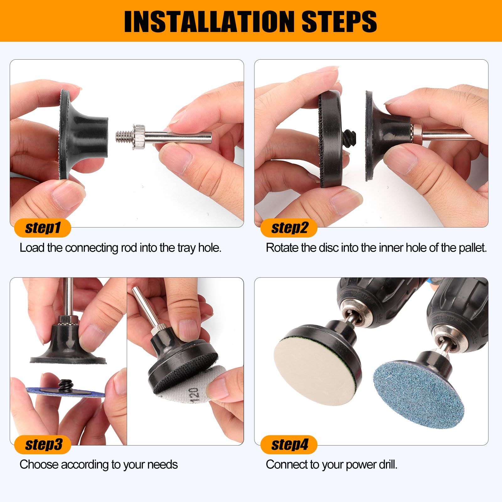 POLIWELL 2 Inch Sanding Discs Hook and Loop Variety Kit 80-3000 Grit for Drill Grinder Rotary Tools Die Grinder,2”Roll Lock Quick Change Discs Attachment with 1/8"&1/4" Shank Backer Plate,195 Pack