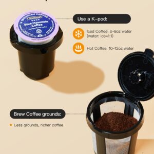 Tastyle Mini Single Cup Coffee Maker, Hot and Iced Coffee Maker for K Cup and Ground, 6 to14 Oz Brew Sizes, with Recipe Book, One Cup Small Pod Coffee Machine for Travel, RV, Dorm and Desk,Green