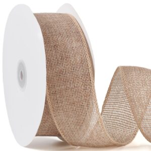 phinus burlap wired edge ribbon (brown), burlap ribbon, 1.5inx16.5 yard burlap wired ribbon for big bow, wreath, tree, weddings, parties, outdoor decoration, thanksgiving, christmas