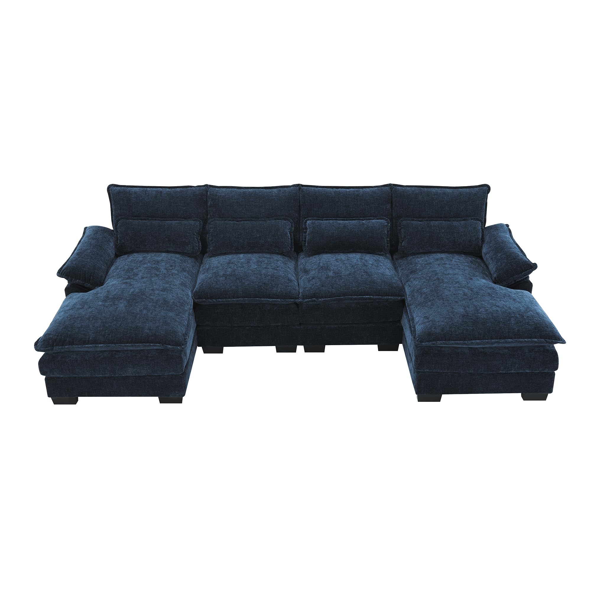 Tmsan 109.8" Sectional Sofa Cloud Couch for Living Room, Modern U Shaped Modular Sofa with Double Chaise Lounge, Large 4 Seater Chenille Sleeper Sofa for Apartment Office (Blue)