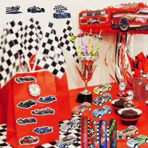 108PCS Race Car Party Favors Car Themed Birthday Party Goodie Bags Stuffers with Party Straw, Bubble Slap Bracelet,Race Cars,DIY Car Stickers,Pencil Caps Suitable Race Car Party