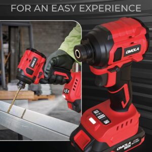 Impact Driver，2500 In-lbs，1/4" Hex Chuck，High Torque 3200 RPM,Impact Drill With A 15C 21V 2.0Ah Li-Ion Battery,Fast Charger，Brushless Motor，Suitable for Domestic And Construction Site Work