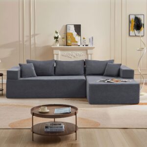 bamooli 107.4'' modular sectional couch, modern l-shape sectional sofa with chaise lounge, comfy free combination corner sofa couch, upholstered 4 seat couch for living room, bedroom, apartment, grey