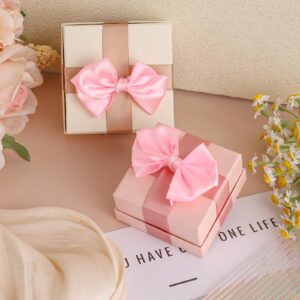 Pink Twist Ties Bows Satin Ribbon Bows for Treat Bags Pink Ribbon Bow 3" DIY Twist Bow Package Decorating Ribbon Bow for Crafts Gift Bags Bakery Candy Bags Wedding Gift Wrapping