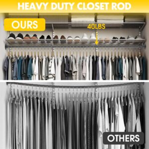 Closet rods for hanging clothes, 17 to 96 Inch Adjustable Closet Rod Heavy Duty Closet Hanging Rod Metal Closet Garment Organizer Rack,Shower Curtain Rods for Closet Wardrobes