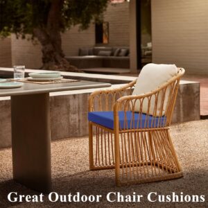 Topotdor Outdoor Chair Cushions for Patio Furniture, Waterproof Patio Chair Cushions Set of 2, Indoor/Outdoor Round Corner Chair Seat Cushion with Ties, 17"x16"x2", Blue