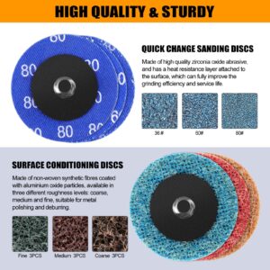 POLIWELL 2 Inch Sanding Discs Hook and Loop Variety Kit 80-3000 Grit for Drill Grinder Rotary Tools Die Grinder,2”Roll Lock Quick Change Discs Attachment with 1/8"&1/4" Shank Backer Plate,195 Pack