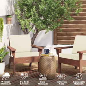 Topotdor Outdoor Deep Seat Cushion Set,Waterproof Outdoor Chair Cushions and Back Cushion for Patio Furniture with Fade Resistant Removable Cover with Adjustable Straps,24"x24"x4" Beige