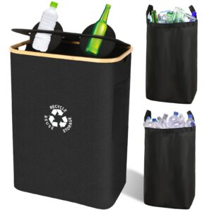 junebrushs recycling bin storage kitchen indoor household bottle items collection container large 42 gallon 158l double bucket recycling storage with lid, reusable removable inner bag bottle jar glass