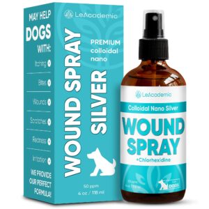 wound care for dogs with colloidal silver | dog wound spray | dog wound care and skin support | + chlorhexidine | bites, scratches, irritations | wound spray for dogs is great with a dog cone | 4 oz