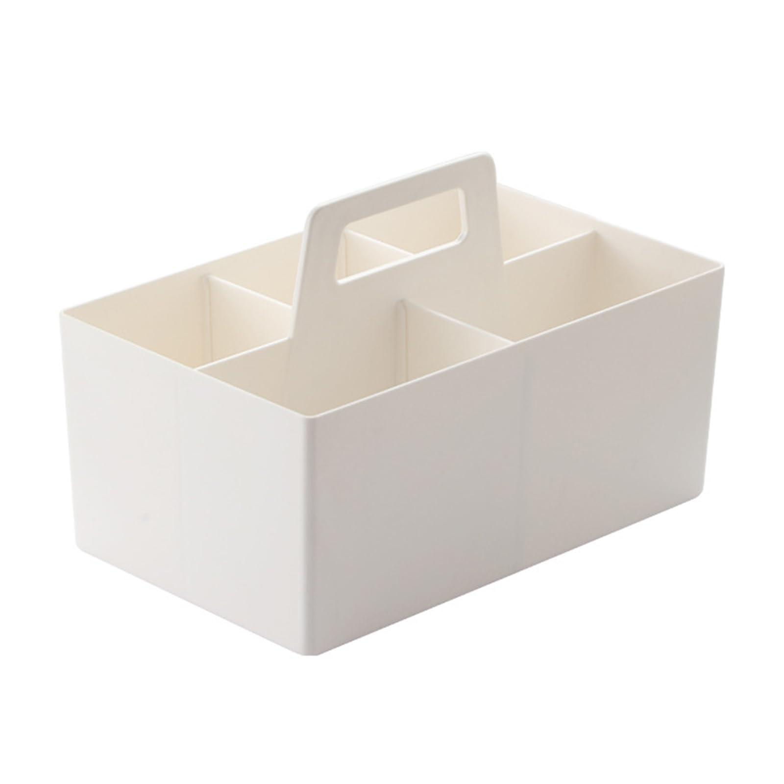 HUIFACAI Square Rectangular Stackable Desktop Storage Organizer Divided Basket Bin 4 Compartments 5 Compartments Adjustable Partition Storage Box With Handle, White, 5 points