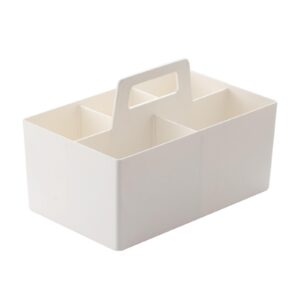 huifacai square rectangular stackable desktop storage organizer divided basket bin 4 compartments 5 compartments adjustable partition storage box with handle, white, 5 points