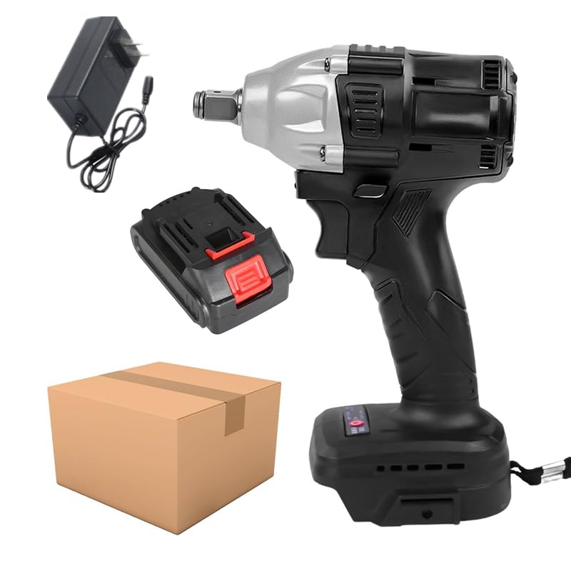 Jadeshay 21V Cordless Impact Wrench with Brushless Motor, Rechargeable Electric Screwdriver, Includes Fast Charger & LED Light, US Plug, Black