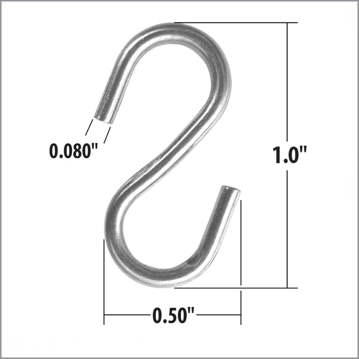 Clip Strip 100 Pack S Hooks, 1" S Hooks for Hanging Plants, Kitchen Utensils, Clothes, Jewelry, Keys, DIY Crafts, Signs and Displays in Retail Stores, SH-100