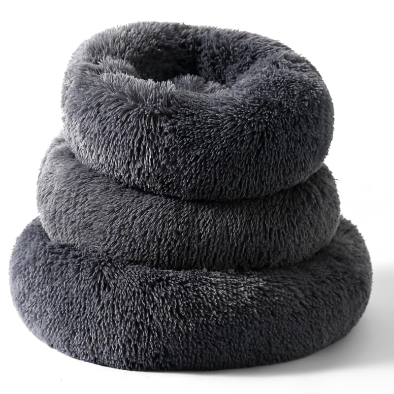 Donut Dog Bed Cat Bed Fluffy Calming Pet Bed Dog Round Bed Cat Round Bed Warm Kitten Nest Ideal for 3Kg Pet