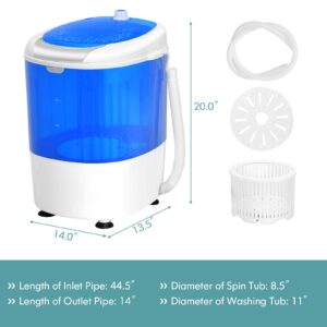 ARLIME Mini Washer and Dryer Combo, 5.5 Lbs Mini Laundry Washer, Semi-automatic Washer with Drain Hose & Spin Tub, Small Washign Machine for Drom RV Apartment (Blue)