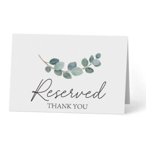 reserved table signs(4x6 inch, 20 pcs), reserved table tent card for wedding, double sided reserved table signs,greenery reserved signs for party restaurant -ydc04