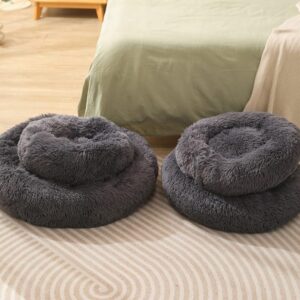 Donut Dog Bed Cat Bed Fluffy Calming Pet Bed Dog Round Bed Cat Round Bed Warm Kitten Nest Ideal for 3Kg Pet