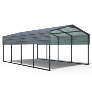 12x20FT Metal Carport,Heavy Duty Car Port with Reinforced All-Metal Frame,Galvanized Steel Outdoor Garage for Snow,Waterproof Car Shelter for Pickup, Boat,Car,Tractors