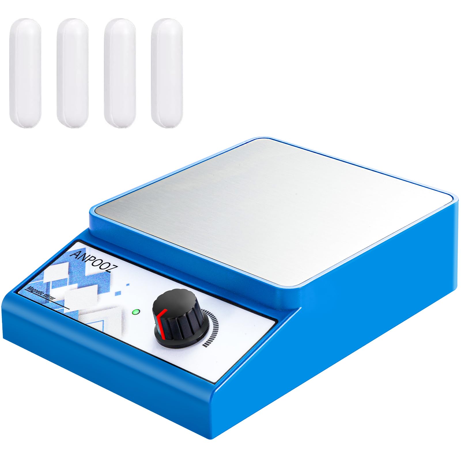 ANPOOZ Magnetic Stirrer with 4 PCS Stir Bars, Stir Plate 3000RPM Magnetic Mixer 3000mL Lab Stirrers (No Heating)