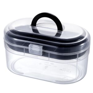 mygift 11 x 7 inch clear plastic arts & crafts storage case, round portable container with black top handle and removable tray for first aid kit or sewing supplies