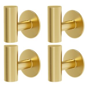 kruodop adhesive hooks for bathroom, 4 packs of towel hooks, wall mount towel holder, matte wall robe hook, stainless steel heavy duty door hanger towel hook for kitchen, bedroom, and hotel-gold