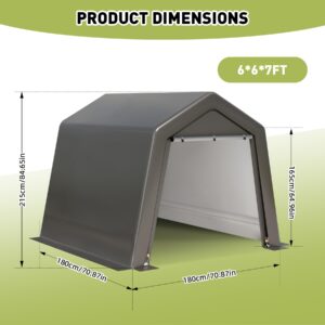 CuisinSmart Portable Shed, Outdoor Storage Shelter, 6x6x7 ft Heavy Duty Waterproof Storage Tent Sheds with Roll-up Zipper Door, for Motorcycle, Bike, Garden Tools