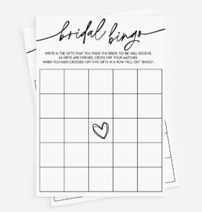 all ewired up 50 bridal bingo cards (50-cards) gift wedding shower engagement game activity, bachelorette, rehearsal dinner, minimalist