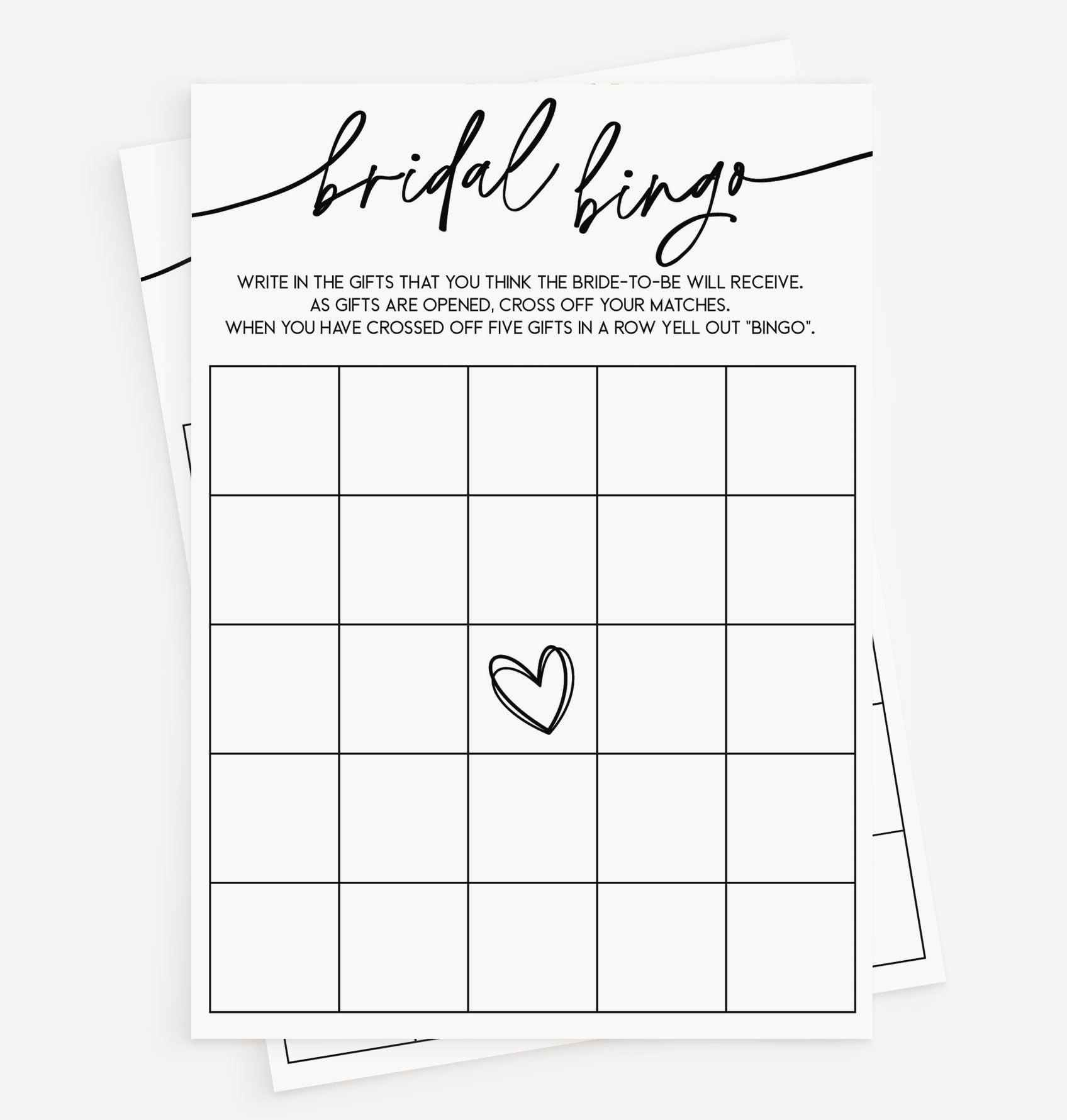 All Ewired Up 50 Bridal Bingo Cards (50-Cards) Gift Wedding Shower Engagement Game Activity, Bachelorette, Rehearsal Dinner, Minimalist