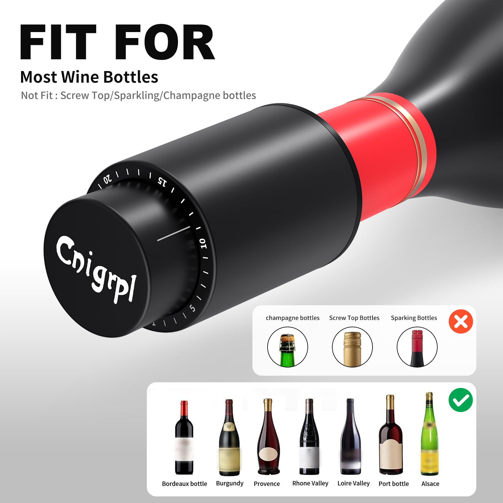 Wine Bottle Stoppers，2-in-1 Vacuum Wine Stopper，Reusable Wine Savers, Wine Preserver Vacuum Pump Corks Keep Wine Really Fresh, Best Gift Accessories (1 Black)