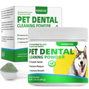 dog teeth cleaning powder, pet dental care powder for dogs & cats breath freshener powder with probiotics for bad breath, plaque, tartar remover, dog & cat dental care supplies - no brushing needed