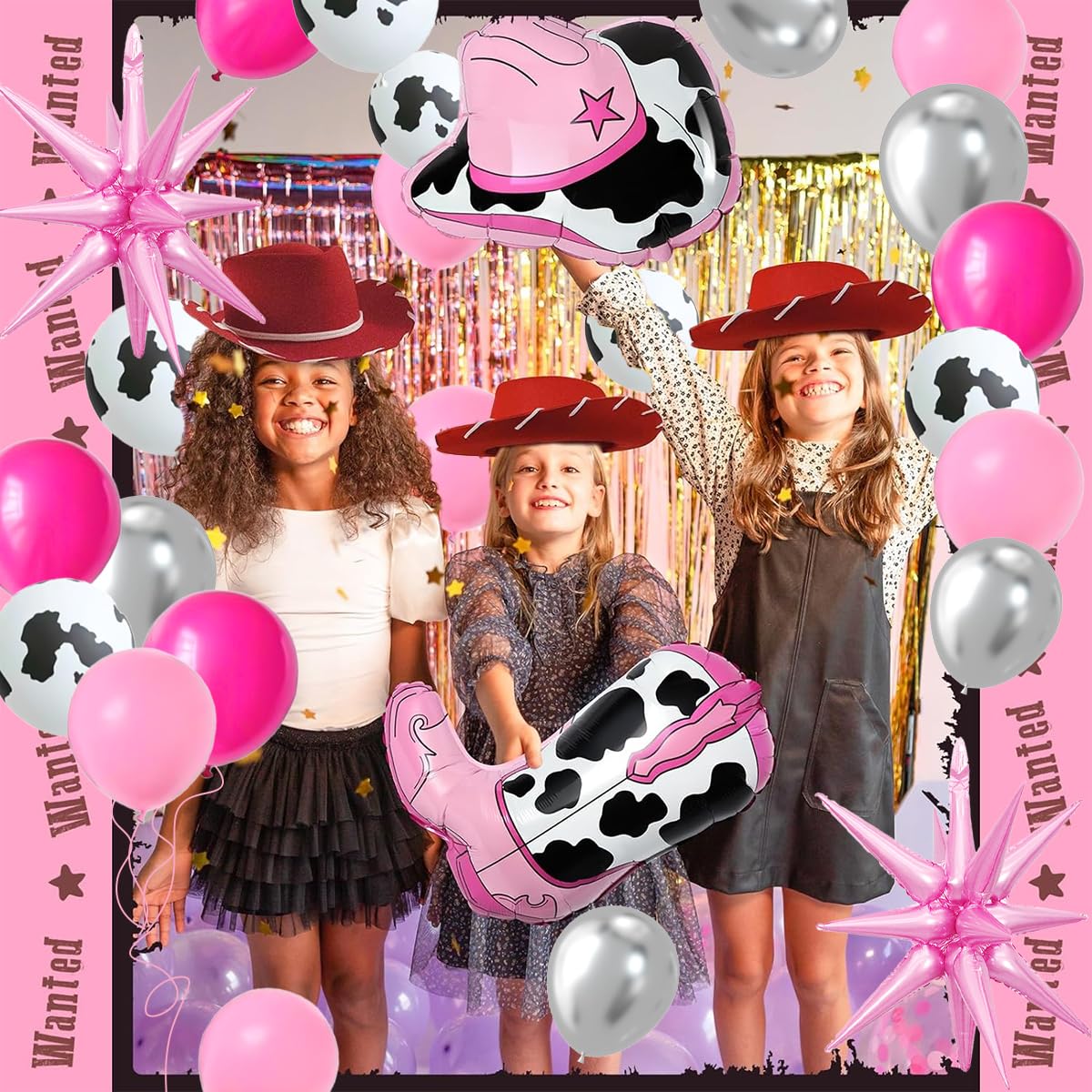 20Pcs Cowgirl Theme Party Decorations, Cow Print Balloons, Pink Star Balloons, Disco Cowgirl Party Decorations, Bachelorette Party Decorations for Western Theme Party Decorations