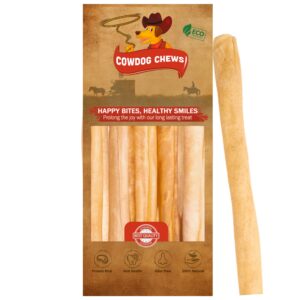 cowdog chews collagen sticks 12" (5 pack) - odor-free, all natural collagen dog chews for healthy joints, skin & coat. best rawhide and bully stick alternative filled with beefhide goodness.