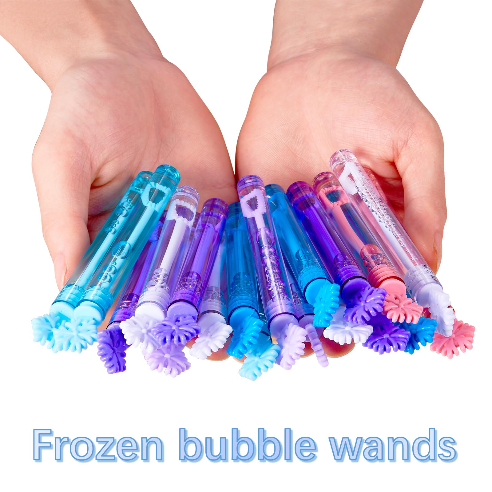 32 Pieces Frozen Bubble Wands,6 Color Mini Snowflake Bubble Wands Kids Party Favors,for Birthday Party,Theme Party,Summer Outdoor Gifts,Christmas Toys,Classroom Prizes